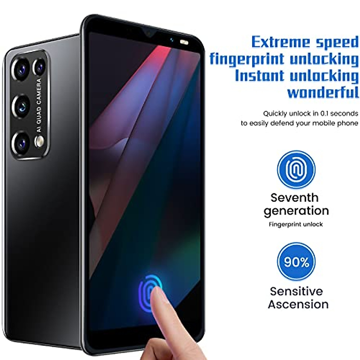 Smartphone, Rino9 Pro Android 4.4.2, 512MB 4GB Dual SIM Phone Finger Face ID 2200mAh 5.45 Inch Celular, 0.3MP Front HD Camera, 2MP Rear Camera, Gift for Friends Family (Gray)