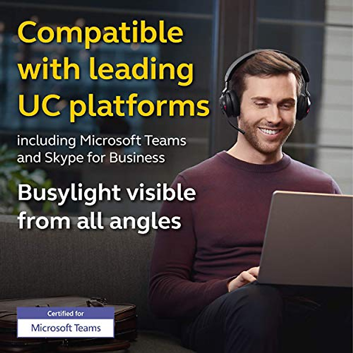 Jabra Evolve2 65 MS Wireless Headphones with Link380a, Stereo, Black – Wireless Bluetooth Headset for Calls and Music, 37 Hours of Battery Life, Passive Noise Cancelling Headphones (Renewed)