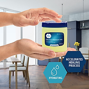 MED PRIDE Pure White Petroleum Jelly Tub 8 OZ - Effective Skin Protectant For Dry Skin, Rashes, Minor Burns & Wounds- Powerful Moisturizer For Chapped Lips, Dry Hands, Chaffed Skin & Diaper Rash