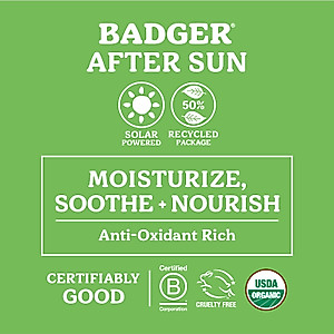 Badger - After Sun Balm, Blue Tansy & Lavender, Rescue Balm, Soothing & Cooling Balm for Tight Dry Skin After Sun Exposure, Certified Organic, 2 oz