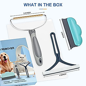 Eyyao Dog Hair Remover for Couch, 3PK Portable Dog Cat Hair Remover, Reusable Pet Hair Remover Carpet Scraper and Brush for Rug, Carpet, Blanket, Clothes, Car Mat, Pet Tower