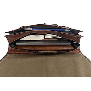 KPL 18 INCH Leather Briefcase Laptop Messenger Bag Satchel Office computer bag for men and women (18 INCH)