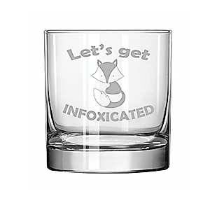 Rocks Whiskey Old Fashioned Glass Let's Get Infoxicated Fox Funny