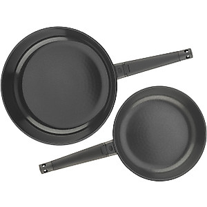 ZAVOR Noir 10 & 12 Inch Skillet Set - Premium Cast Aluminum with Titanium-based Nonstick Ceramic Coating & Removable Handles - Ultra Lightweight - Oven & Induction Ready | Noir Collection