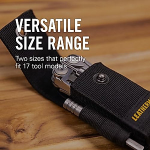 LEATHERMAN, Premium Nylon Snap Sheath with Pockets, Fits 4" to 4.5” Multi-Tools, Black, Large