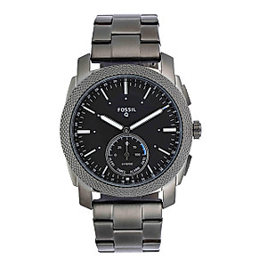 Fossil Men's 45mm Machine Stainless Steel Hybrid Smart Watch, Color: Smoke (Model: FTW1166)
