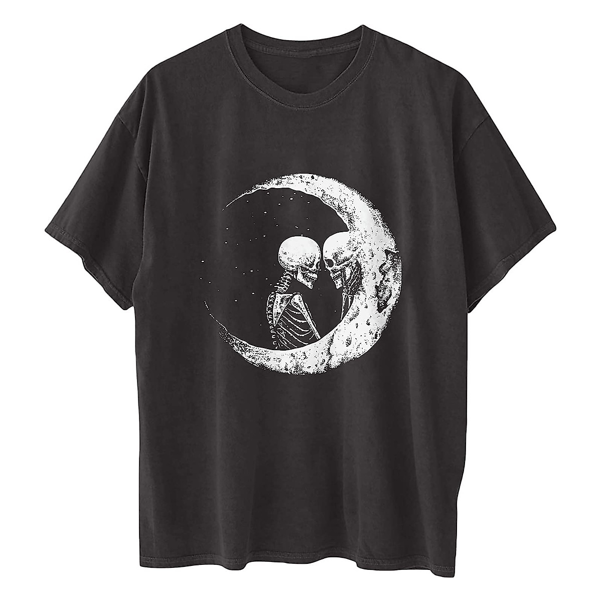 Wukreran Cute Shirts Y2k Tops for Women Casual Vintage Skull Short Sleeve T-Shirt Oversize Loose Blouse Crewneck Generic Vintage Graphic Tees