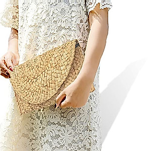Fozehlad Women Straw Clutch Purse Cute Vacation Beach Straw Crossbody Bags Handmade Woven Shoulder Handbags For Girls