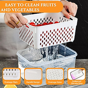 Midgod 3 Pack Fruit Storage Containers for Fridge, Leakproof Fruit Containers For Fridge with Removable Colanders/Basket, 2 in 1 Produce Containers with Lid for Salad Berry Vegetables Meat Keeper