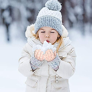 Evridwear Boys Girls Magic Stretch Gripper Gloves 3 Pair Pack Assortment, Kids One Size Winter Warm Gloves Children (6-8Years, 3 Pairs Heart Printing)