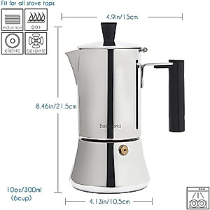 Easyworkz Pedro Stovetop Espresso Maker 6Cup 300ml Stainless Steel Italian Coffee Machine Maker Moka Pot Induction Espresso Pot