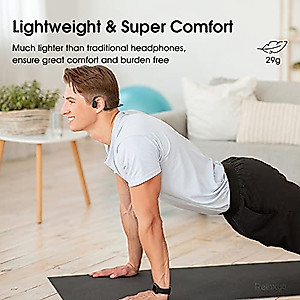 Open Ear Air Conduction Headphones, Music Earphones Wireless Bluetoeth 5.2 Headset with Up to 7 Hours Playtime Built-in ENC Mic, Hi-Fi Sound Lightweight for Home Office Commute Indoor Use(Black)