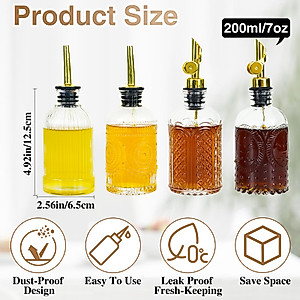 Coffee Syrup Dispenser Bottles Set 4 Pcs, 7oz/200ml Coffee Bar Accessories with Metal Pour Spout, Simple Syrup Bottles for Coffee Syrups, Honey, Condiments, Olive Oil, with Label, Funnel, Cork, Brush