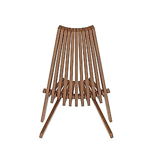 Flash Furniture Delia Commercial Indoor/Outdoor Wood Folding Chair, Low Profile Lounge for Patio, Porch, or Garden, Versatile Weather-Resistant Acacia Wood, Brown