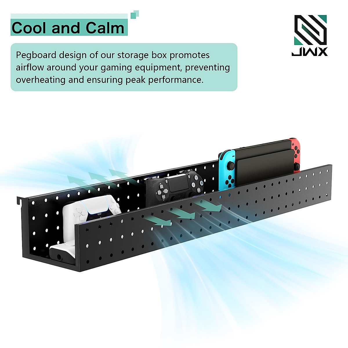 JWX Pegboard Storage Management Box with Storage Kit for JWX Standing Pegboard Unit, Ventilated and Breathable, Suitable for Storing outler Power, Cord Management