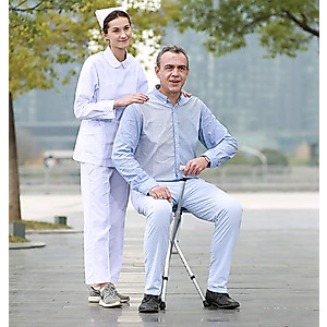 Tripod Walking Stick Seat,Folding Massage Cane Seat,Crutch Chair,Lightweight Robust Three Legged Stick with Stool,Aluminum Alloy,for Elder Waiting in