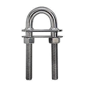 SeaLux Marine 3/8" Stock Fixed Welding Plate Bow Eye Stern Eye U-Bolt 4-1/2" Length with 3" Stud Length