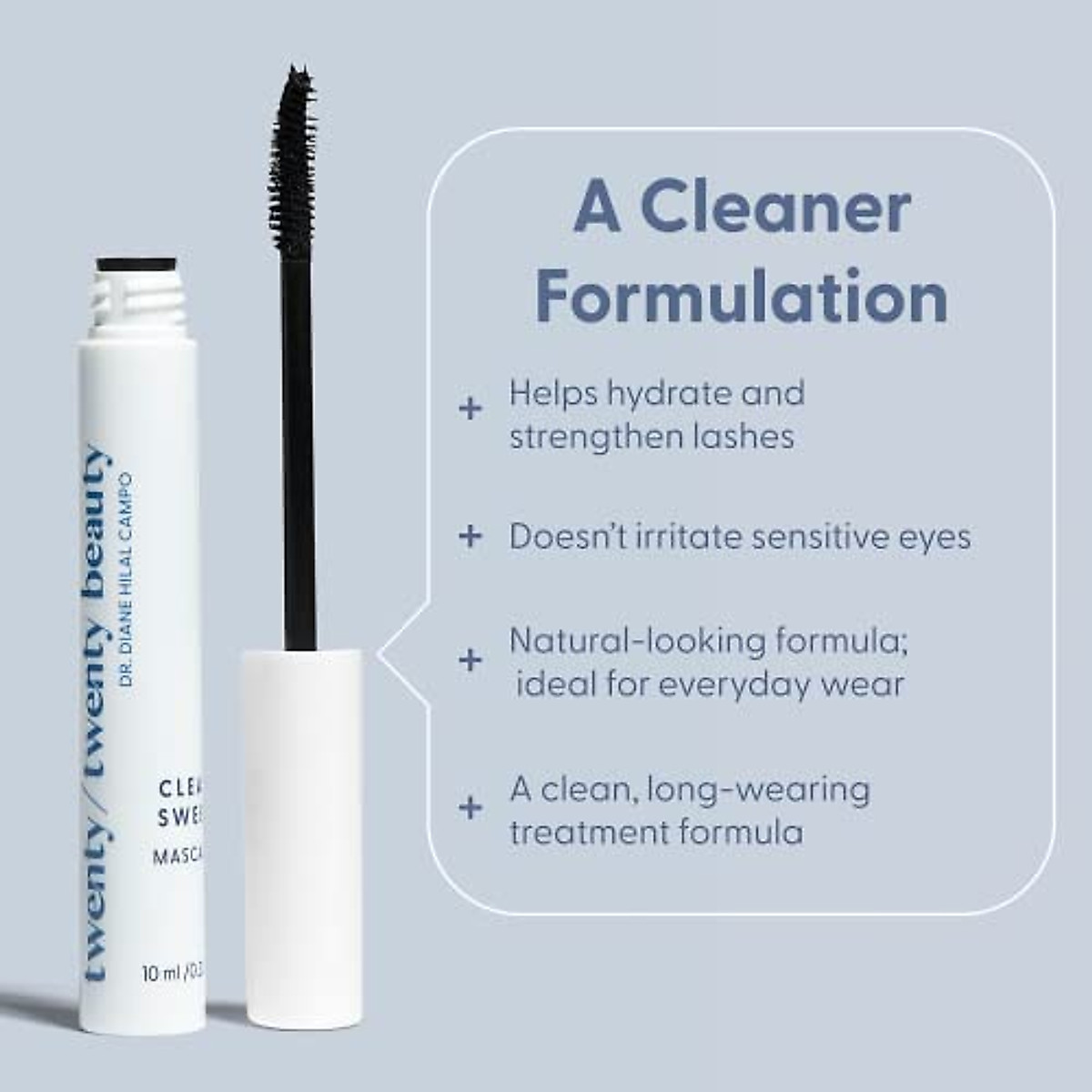 twenty/twenty beauty Clean Sweep Mascara, Long-Lasting Eyelash Mascara for Everyday Wear on Sensitive Eyes, Vegan and Cruelty-Free
