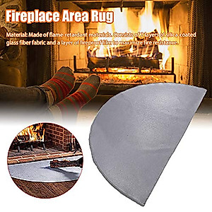 iayokocc Fireplace Mat Fire Retardant Area Rug, Half Round Hearth Fireplace Nonslip Area Mat Protective Floor for Outdoor(Grey,Size:24x42inch)