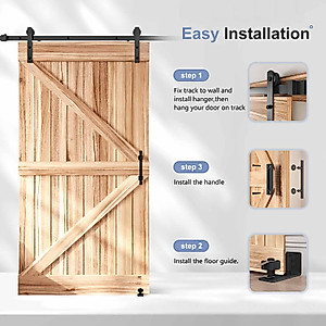EaseLife 8 FT Sliding Barn Door Track and Handle Hardware Kit,Heavy Duty,Straight Pulley,Slide Smoothly Quietly,Easy Install (8FT Track Kit for 40"~48" Wide Single Door)