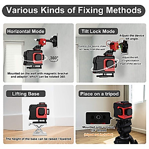 WETOLS 12 Lines Laser Level, 3x360° 3D Green Cross Line, Rechargeable Batteries, Remote Controller, Switchable & Auto Self-Leveling, Three-Plane Leveling & Alignment, with Portable Toolbox WE-185