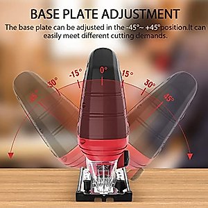 Jigsaw, 20V Cordless Jig Saws with LED, 10Pcs Blades, 4 Orbital Settings, Variable Speed, ±45° Bevel Cutting, Scale Ruler, Tool-free Blade Changing, Battery & Carrying Bag & Fast Charger Included（A）
