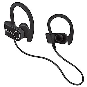 Coby Bluetooth Headphones Running Headphones w/5 Hrs Playtime, Wireless Sports Earphones Sweatproof Earbuds in-Ear for Workout, Gym with Microphone (Black)