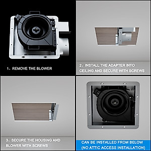 Tech Drive Bathroom fan 50-80-100 CFM DC Energy-Saving Motor,Very Quiet Ventilation and Exhaust Fan, Ceiling or Wall Mounted Fan, CFM Adjustable,White