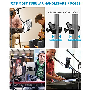 Gooseneck Tablet Mic Stand, woleyi Phone iPad Holder for Microphone Stand [Metal Arm Clamp] 360° Swivel Tablets Music Mount, Compatible with iPad Pro 12.9 Air Mini, iPhone, Galaxy Tabs, 4-13" Devices