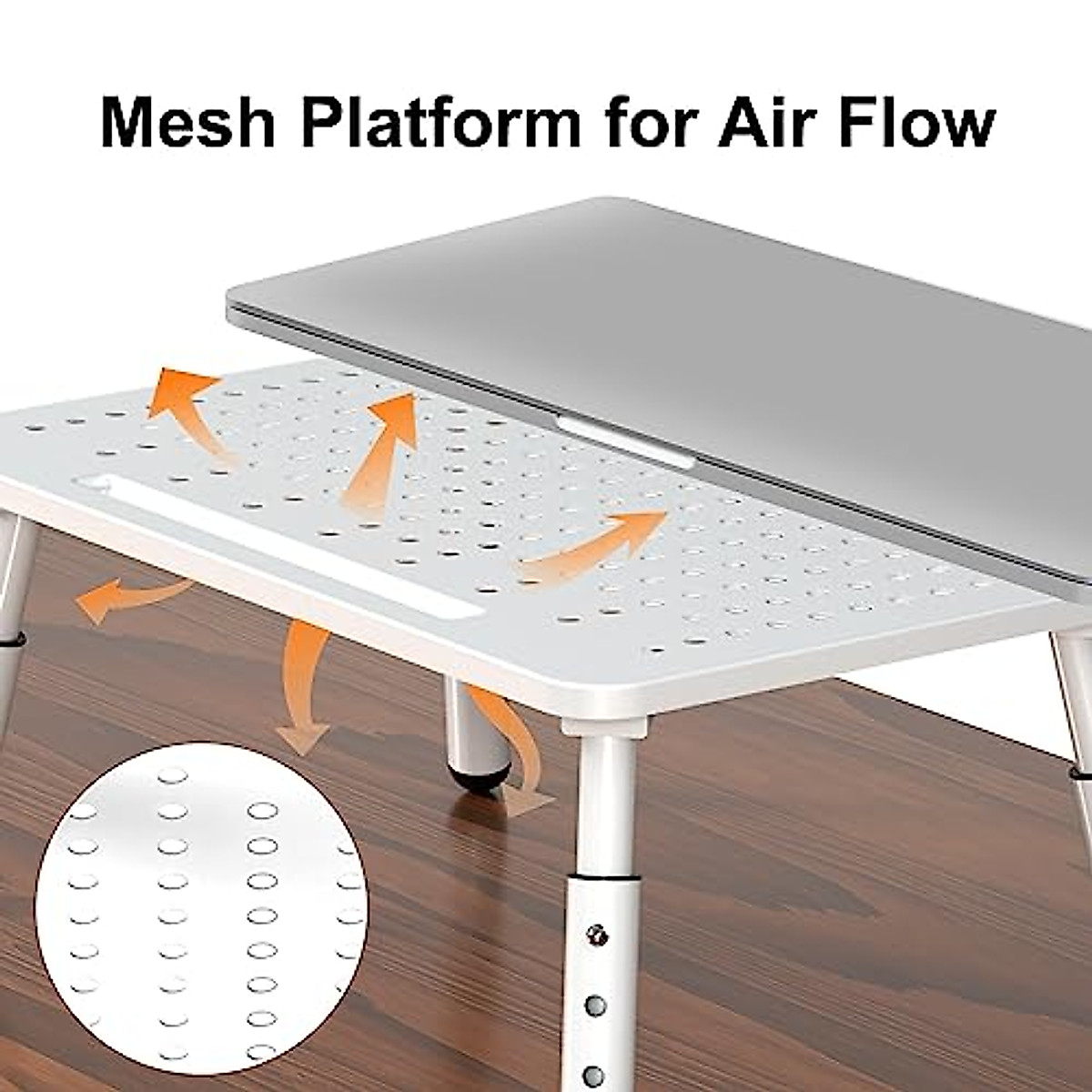 Bracwiser Foldable Monitor Riser Metal Computer Stand for Desk 3 Height Adjustable Laptop Stand with Pen Storage, White, MST013W