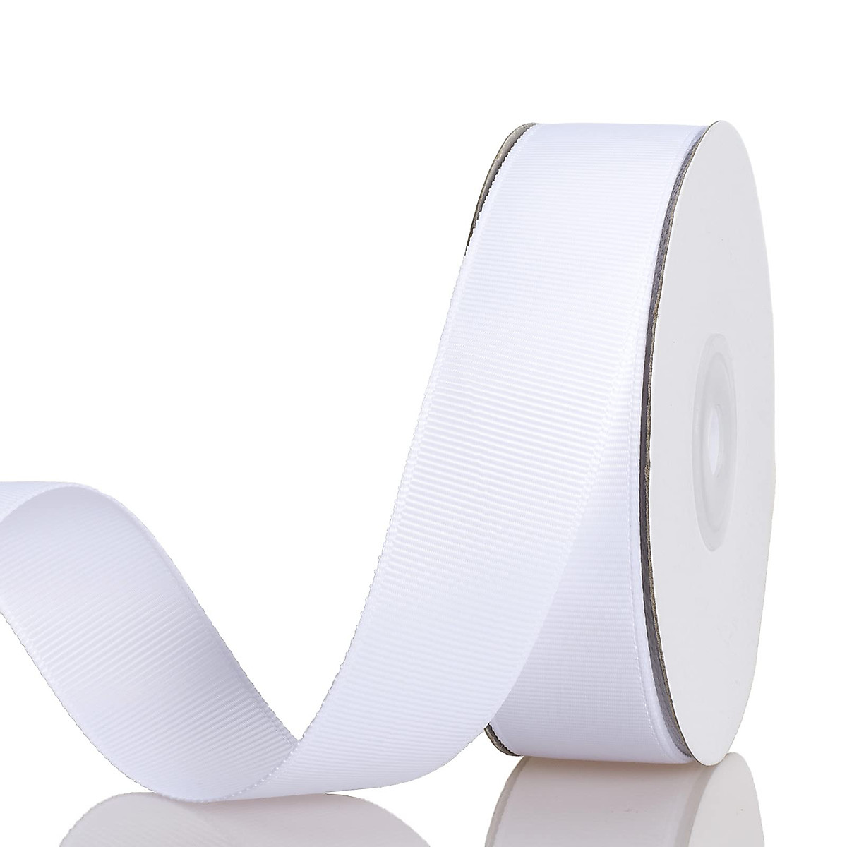 ATRBB 25 Yards 1 Inch Solid Grosgrain Ribbon Roll for Gift Wrapping DIY Hair Accessories (White)