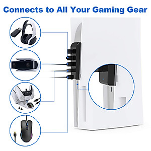 NexiGo PS5 4 Ports USB Hub, [Minimalist Design], High-Speed Data Transfer, Fast Charging Ports for DualSense Controller, Splitter Expander for PlayStation 5 Disc & Digital Edition