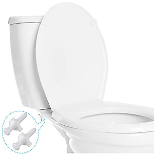 Toilet Seat Screws Replacement Plastic Toilet Seat Hinge Bolt Screws with Plastic Nuts and Washers Parts Kit for Fixing the Top Toilet Seat, White (2 Pieces)