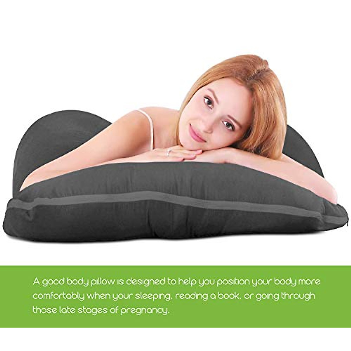 COSMOPLUS Pregnancy Pillow Cover U Shaped Full Body Pillow Case Cover for Maternity,Stretchy Cool Breathable Jersey Fabric, Provides Sleep and Pregnancy Support,Heather Grey