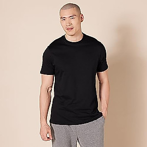 Amazon Essentials Men's Slim-Fit Short-Sleeve Crewneck T-Shirt, Pack of 2, Black, Small