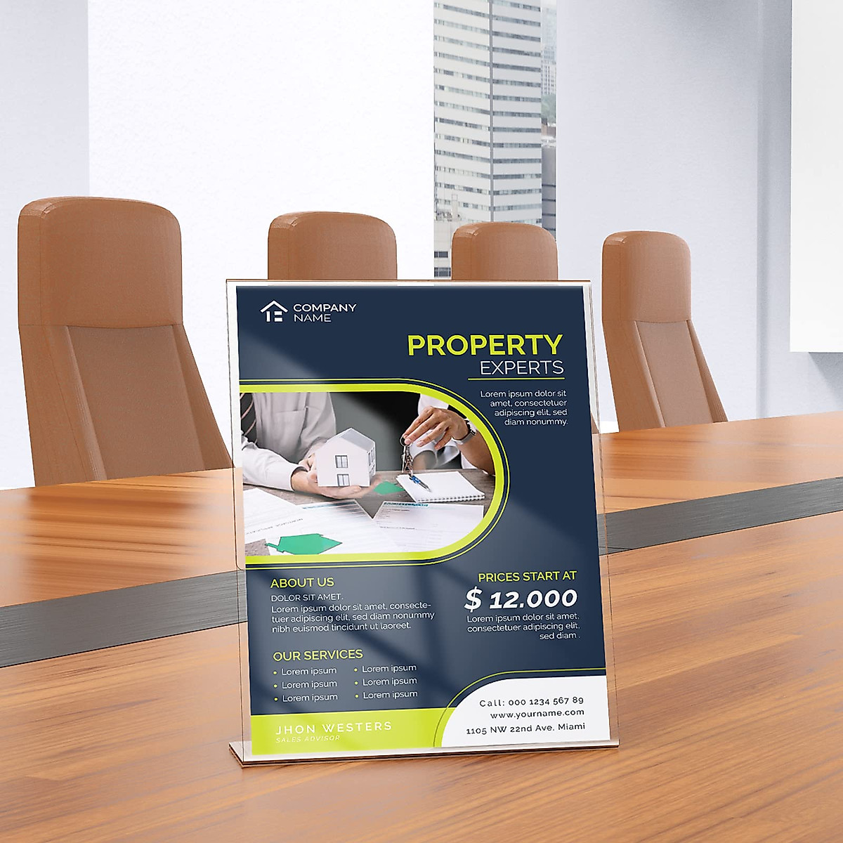 Danoni Clear Acrylic Sign Holder - 6Pack 8.5x11'' Flyer Document Brochure Display Holder with Vertical Slant Back for Office Desktop - Plastic Menu Stands Plastic Paper Holders for Restaurant Tabletop