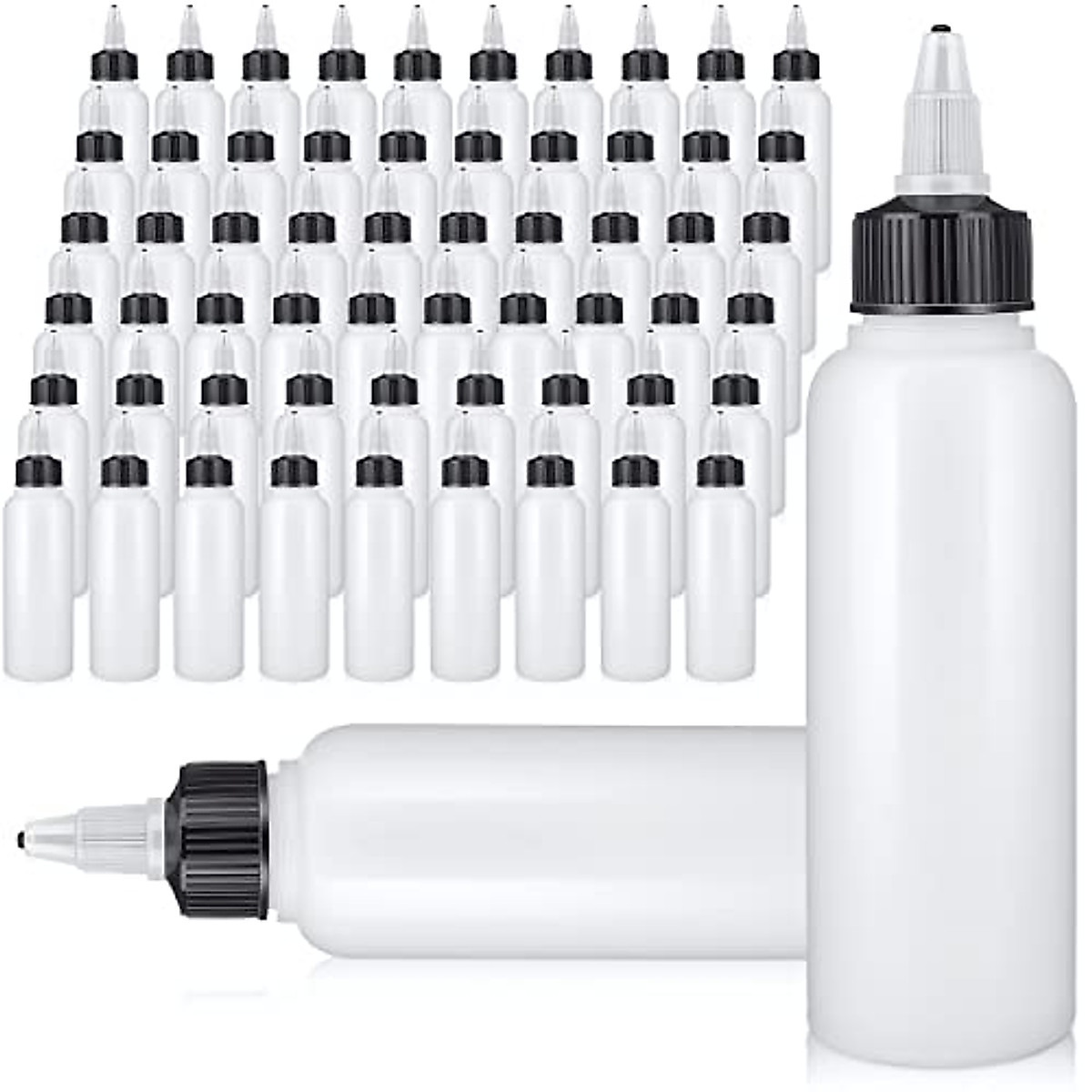 60 Pieces Plastic Squeeze Bottles 4 oz Condiment Dispensing Bottles with Twist Top Cap Sauce Squirt Empty Squeeze Bottles for Condiment Cookie Decorating Sauces Arts Crafts Lab Oil