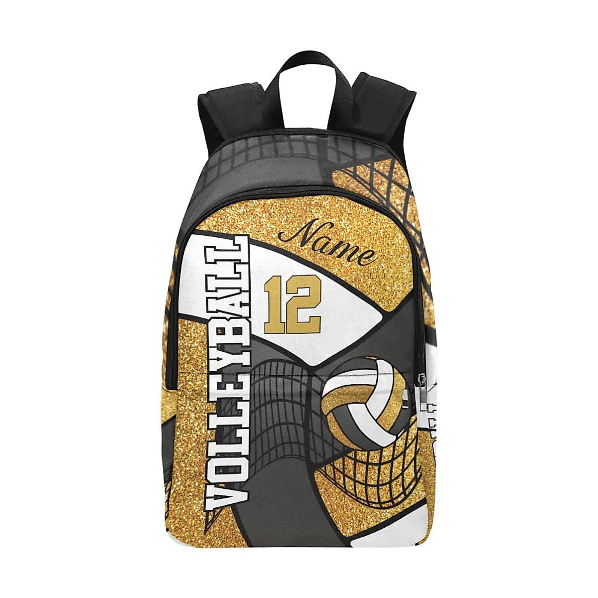 Personalized Sport Volleyball Gold Casual Daypack Bag with Name Custom Backpack for Man Woman Girl Boy Gifts