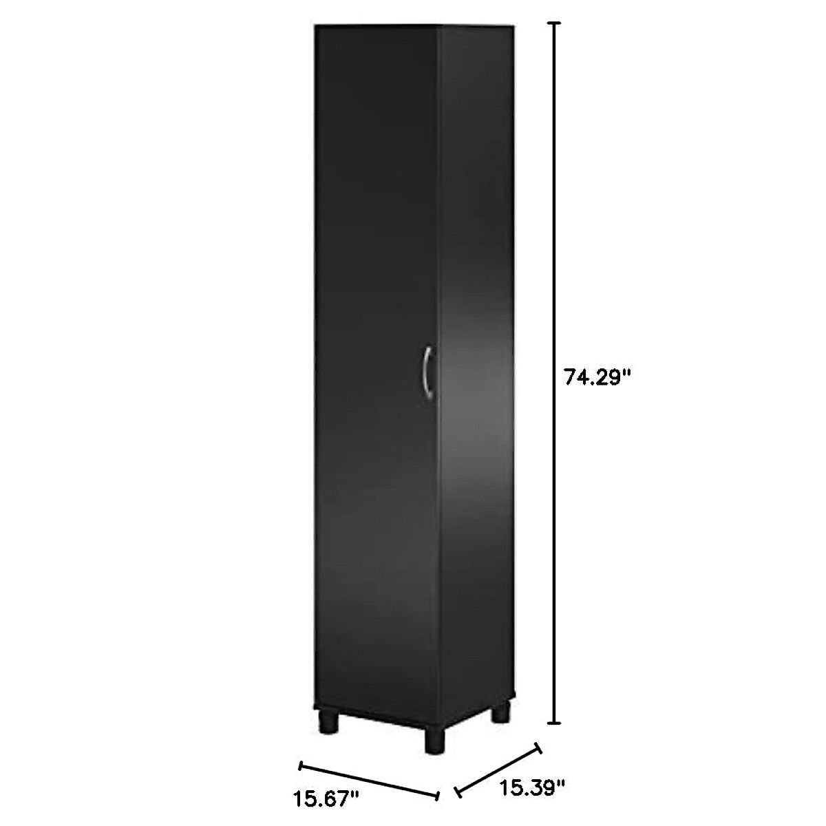 Pemberly Row Transitional 16" Utility Storage Cabinet in Black