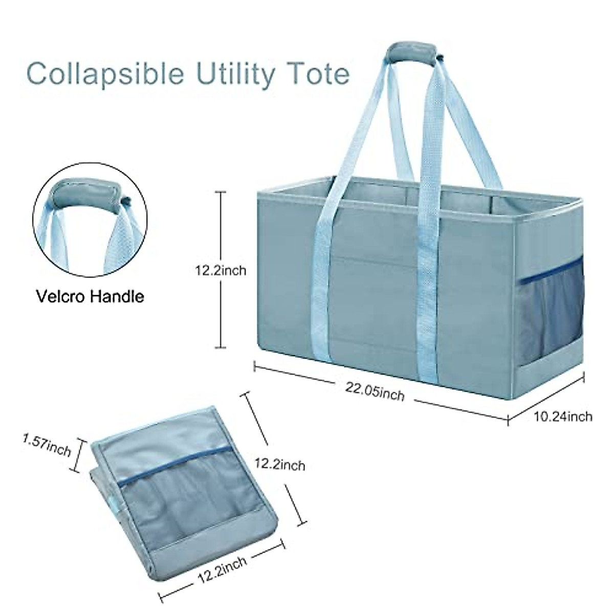Steranka Extra Large Utility Tote Bag,Large Tote Bag Reusable Grocery Bags Collapsible Tote for Groceries,Storage,Picnic,Beach,Light Blue