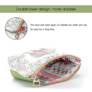 Women and Girls Cute Fashion Coin Purse Wallet Bag Change Pouch Key Holder (Forest Elephant)
