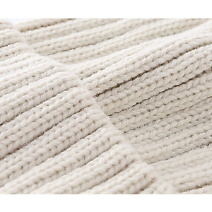 Connectyle Daily Ribbed Knit Winter Hat Slouch Fold Beanie for Women Stylish Plain Watch Cap Beige