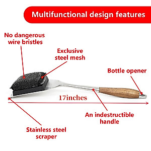 XUDAKAIXIN Grill Brush Bristle Free,Water-Activated steam Effectively Cleans The Grill.Unique Steel Fibers for Cast Iron/Stainless-Steel Grates,Grill Brush for Outdoor Grill,Gift for Men/Dad