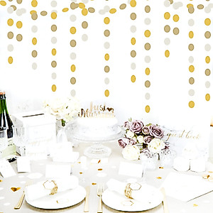 White-Gold Champagne Party-Decorations Streamers Garland - 52Ft Christmas Wedding Engagement Hanging Paper Banner,Bachelorette Neutral Baby Bridal Shower Decor Banners Lasting Surprise