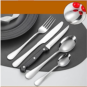 30 Piece Flatware Set for 6, Large Fork, Large Spoon, Small Spoon, Table Knife, Steak Knife