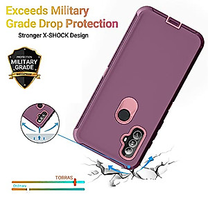 Qinmay Moto G Power 2022 WineRed-Pink Case: 3-in-1 Shockproof, Dustproof, Heavy Duty Protection with 2 HD Screen Protectors