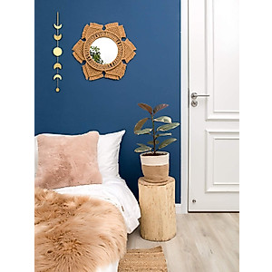 Mkono Moon Phase Wall Hanging Metal Boho Home Decor Vertical Chic Moon Garland for Dorm Nursery Bedroom Living Room Apartment Office, Decorative Wall Art Gift for Girls Mom, Gold