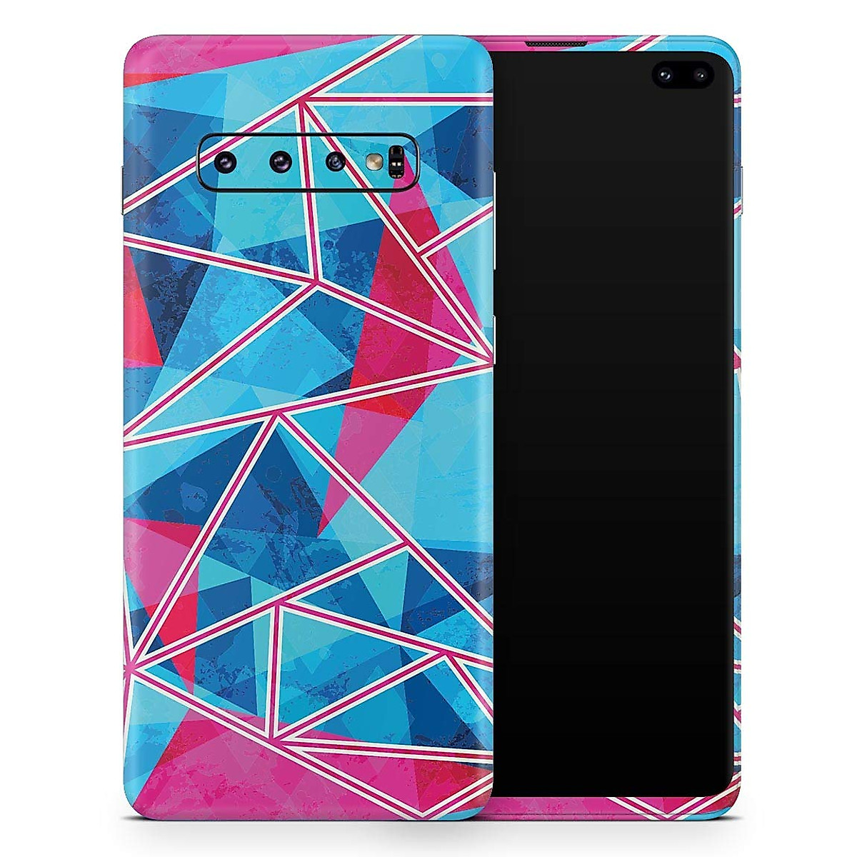 DesignSkinz Vivid Blue and Pink Sharp Shapes Protective Vinyl Decal Wrap Skin Cover Compatible with The Samsung Galaxy S20 (Screen Trim & Back Glass Skin)