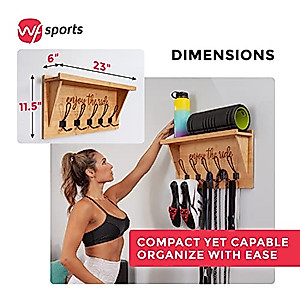 WF Sports SureSpacePro for Peloton Shelf | Wood Home Gym Organizer | Great Gym Shelf That Works as a Yoga Mat Shelf, Peloton Shoe Hanger, and for Other Peloton Accessories | Gym Shelf for Home Gym