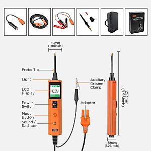 CMTOOL Automotive Circuit Tester 0-65V LED Test Light Probe Tester 6V 12V 24V Car Power Circuit Probe Kit Short Finder Master Kit AC DC Voltage Resistance Diode Electrical System Test Diagnostic Tool